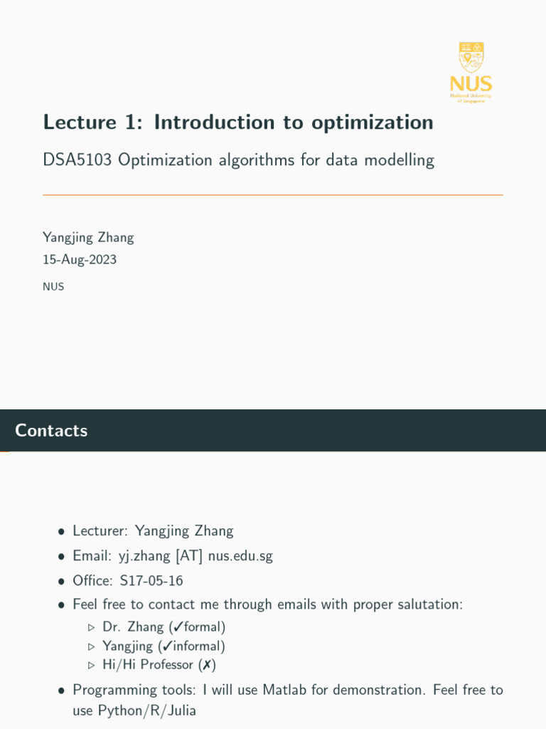 Lecture1 introductionPCA | PDF | Algorithms | Mathematical Analysis