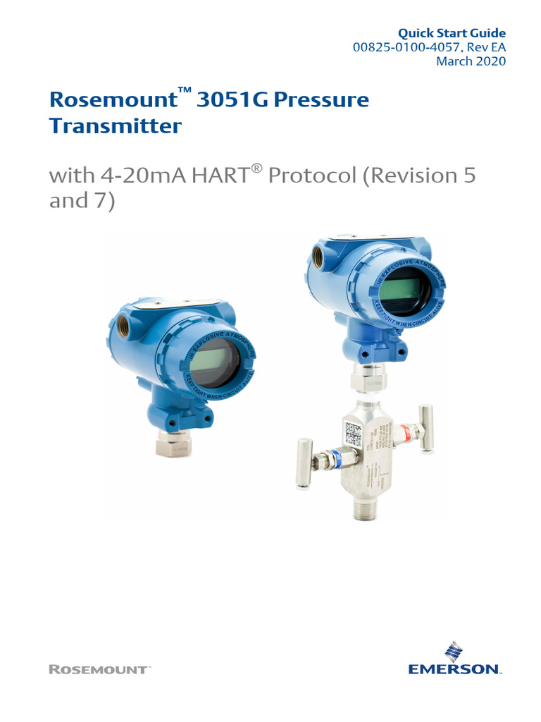 Quick Start Guide Rosemount 3051g Pressure Transmitter 4 20ma Hart ...