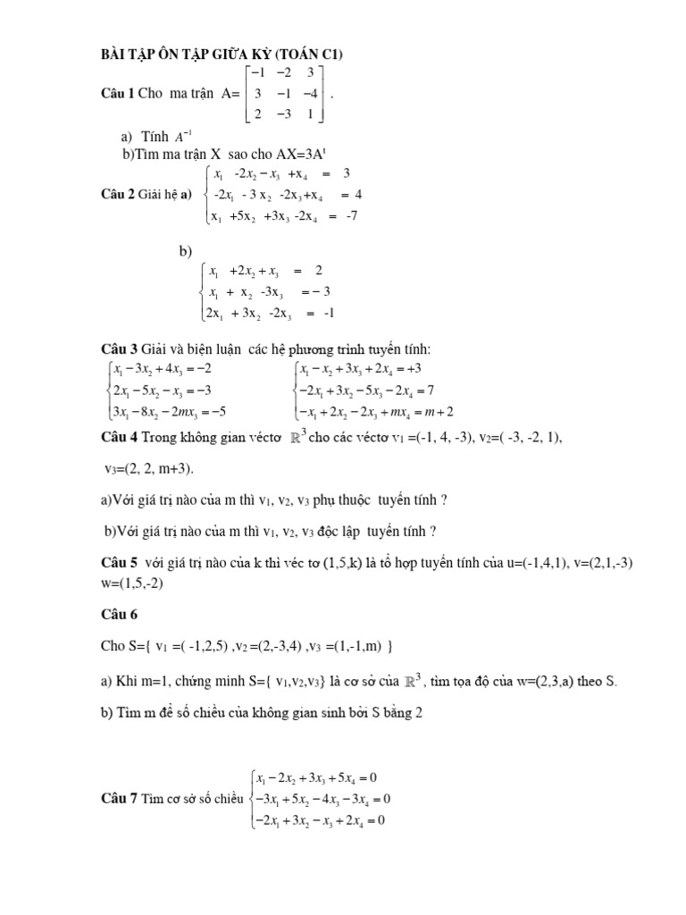 ÔN TAP C1 Giua Ky | PDF