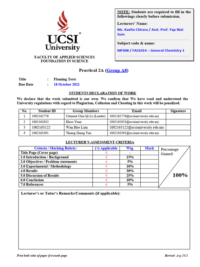 Practical 2a | PDF | Chloride | Hydrochloric Acid