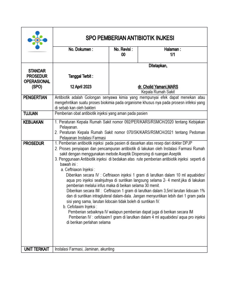 Spo Antibiotik Injeksi | PDF