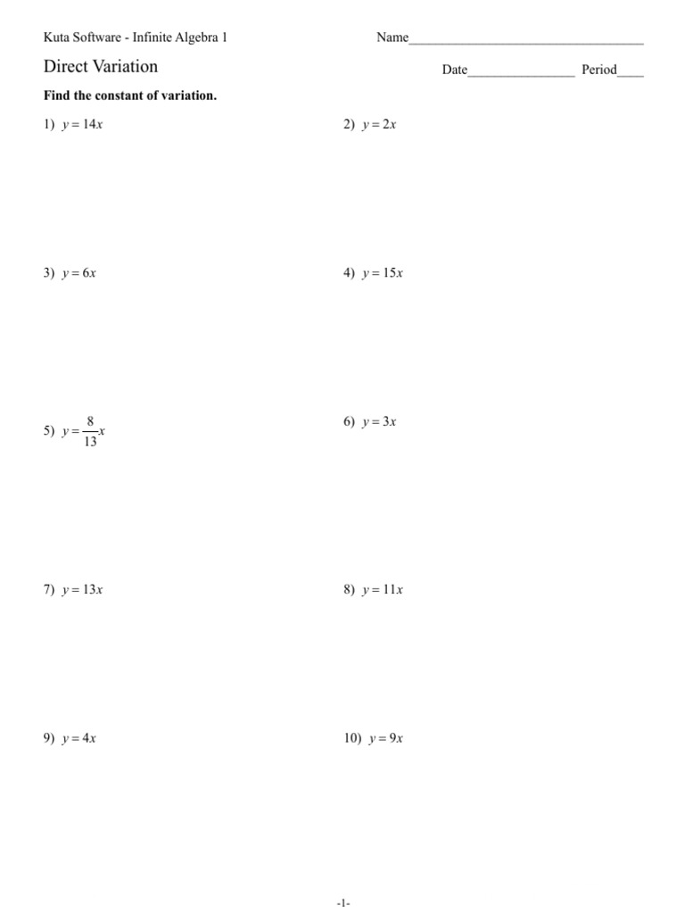 Direct Variation | PDF | Mathematics | Algebra
