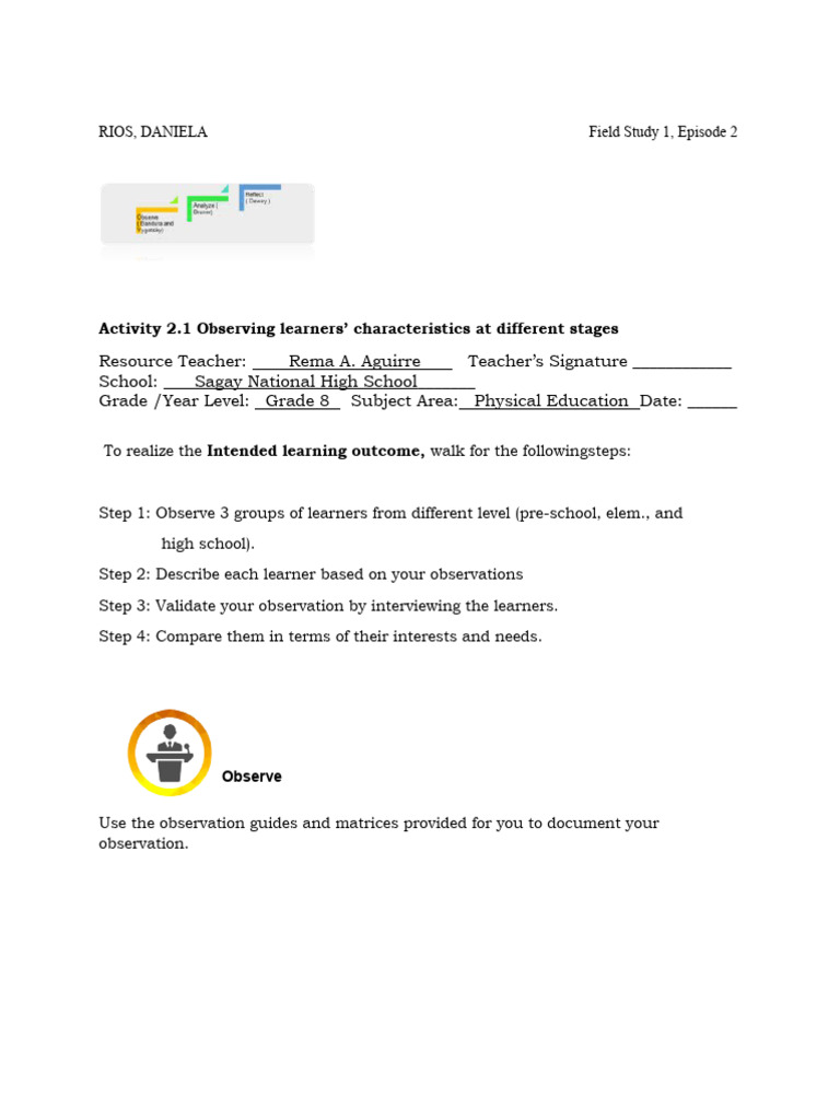 Field Study 1 J Episode 2 | PDF | Learning | Teachers