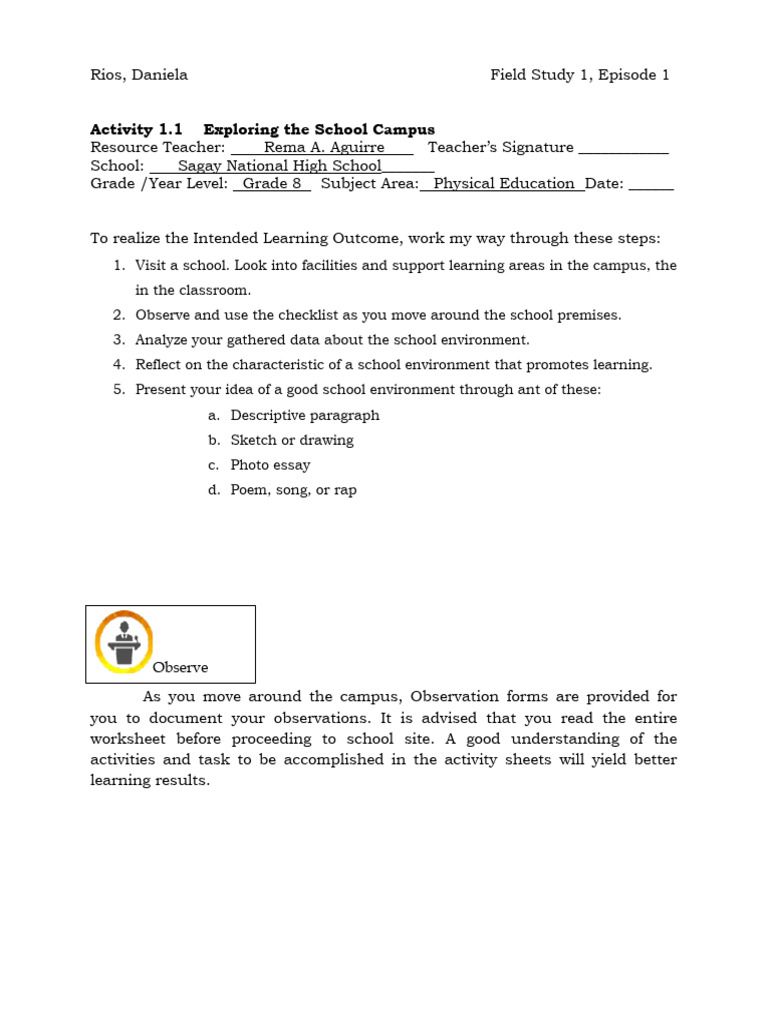 Episode 1 FS 1 | PDF | Classroom | Learning