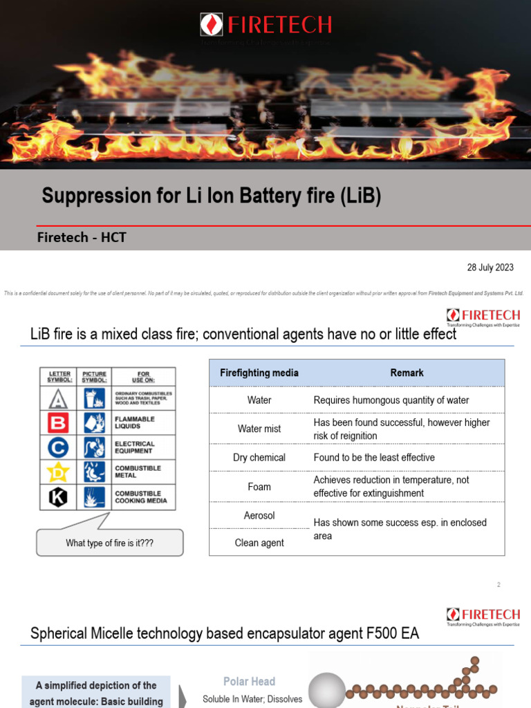 1 Fire Suppression Battery Fire LIB V1 28-July-2023 | PDF | Fires | Water