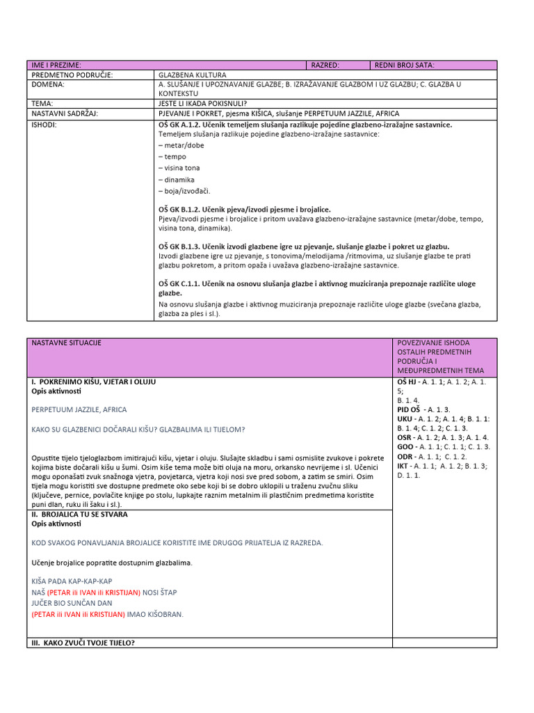 Pjevanje I Pokret-Kisica 0 | PDF