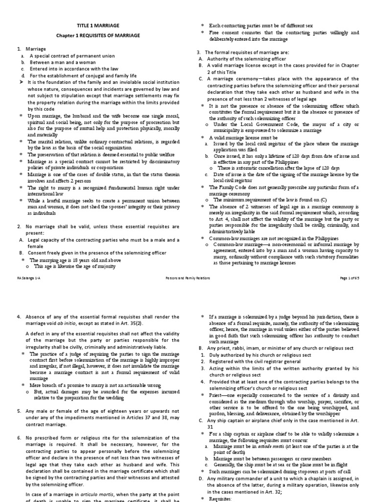 Family Code Reviewer | PDF | Marriage License | Marriage