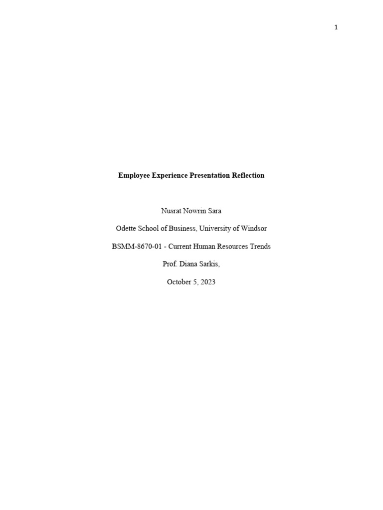 Employee Experience Presentation Reflection | PDF | Employment | Mental ...