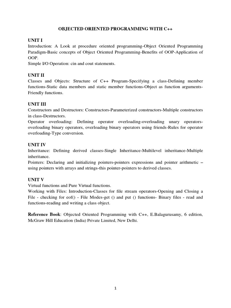 Objected Oriented Programming With C++: (India) Private Limited, New Delhi | PDF