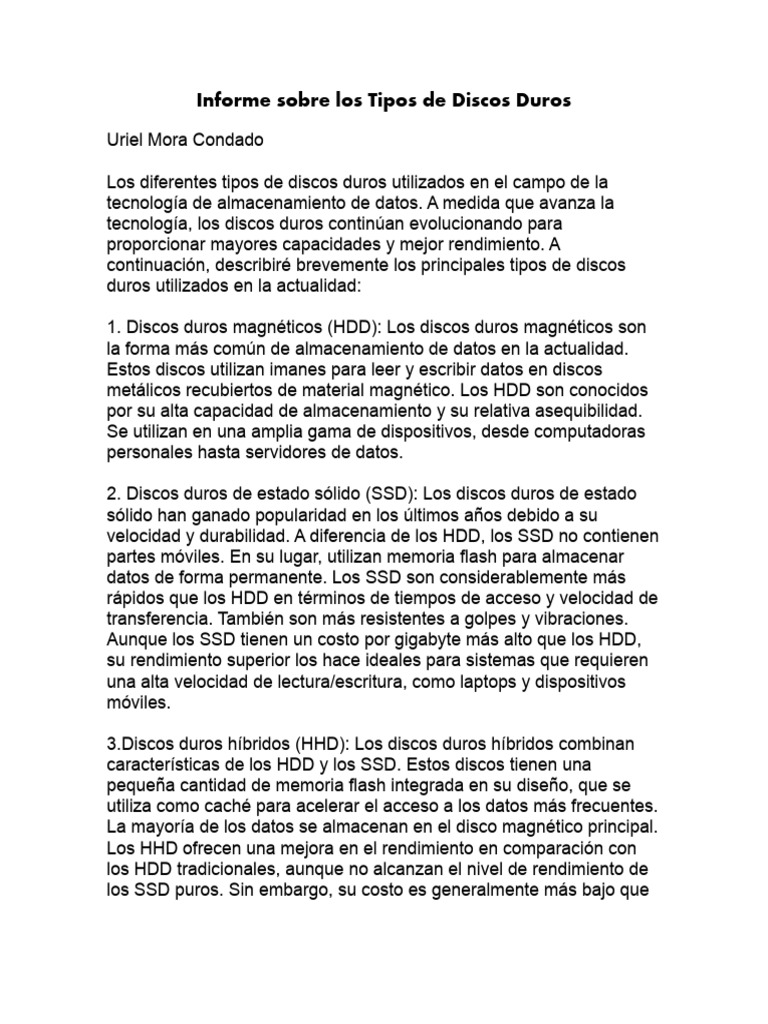 Guía de Tipos de Discos Duros | PDF | Disco duro | Unidad de estado sólido