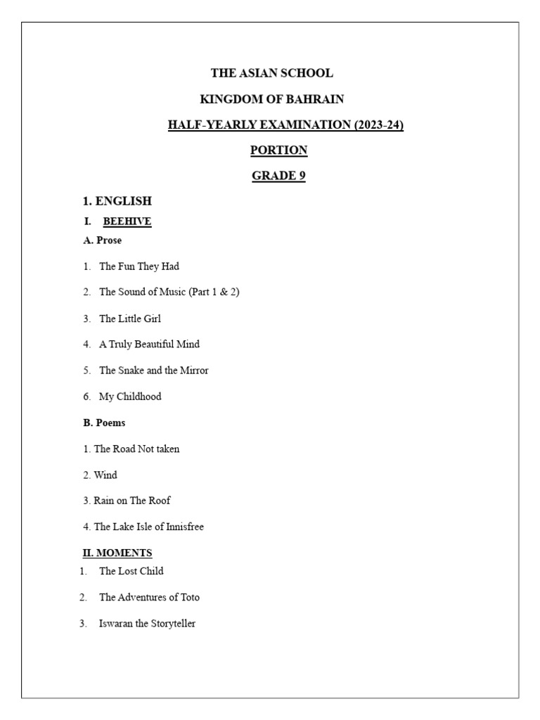 Grade 9-Half Yearly Portion | PDF | Databases | Science
