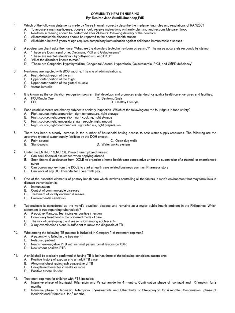 Umandap CHN | Download Free PDF | Tuberculosis | Epidemiology