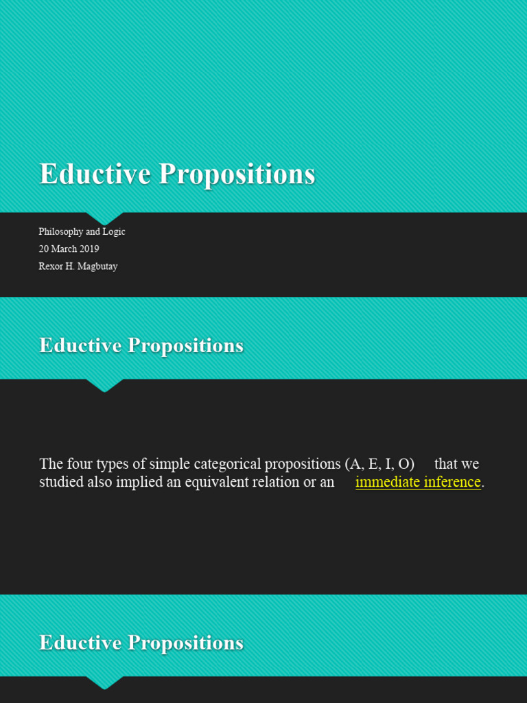 HUM 2 Final - Eductive Propositions | PDF | Deductive Reasoning | Proposition
