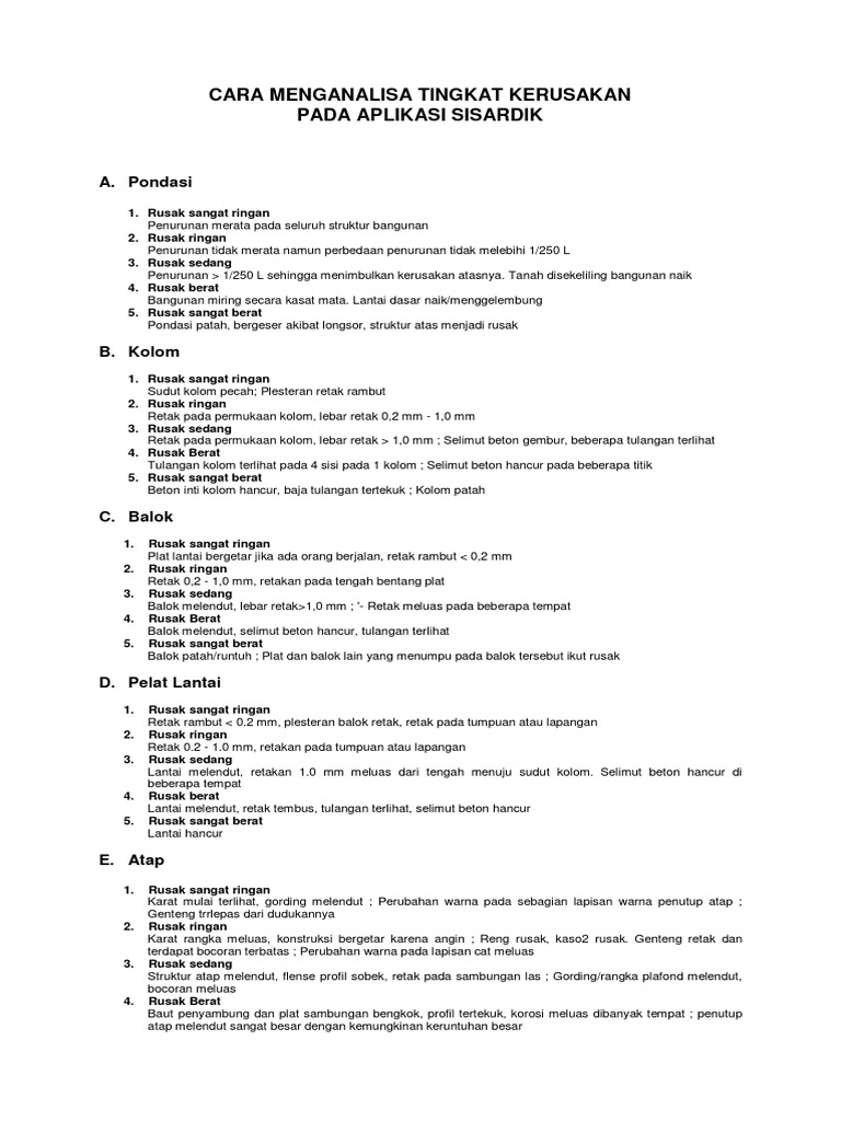 Cara Menganalisa Tingkat Kerusakan Ruangan | PDF