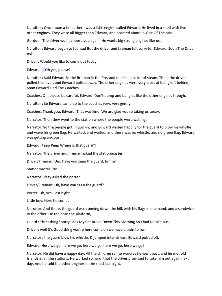 Edward and Gordon Update Script | PDF