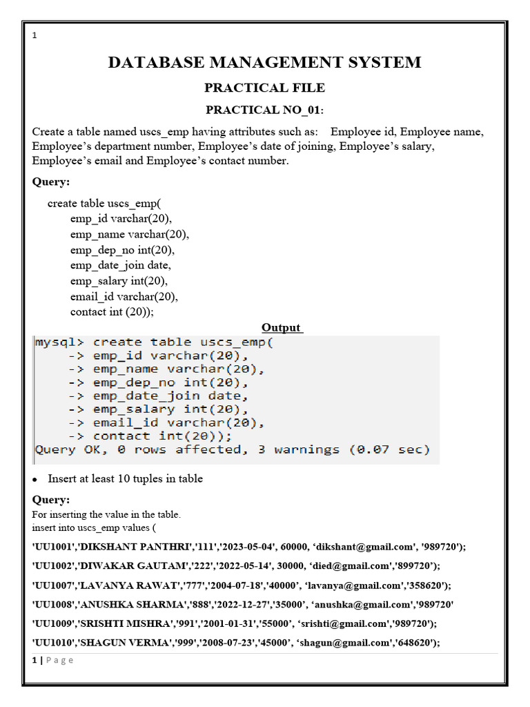 alok dbms | PDF | Table (Database) | Information Retrieval
