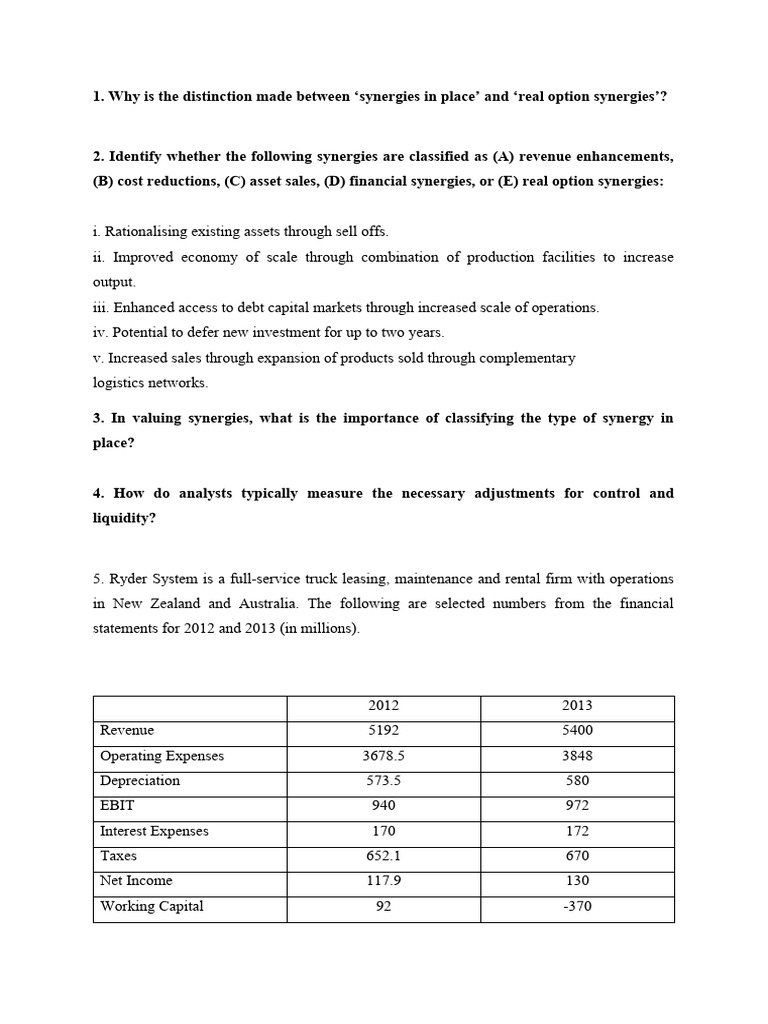 Analyzing Synergies in M&A Transactions | PDF | Expense | Depreciation