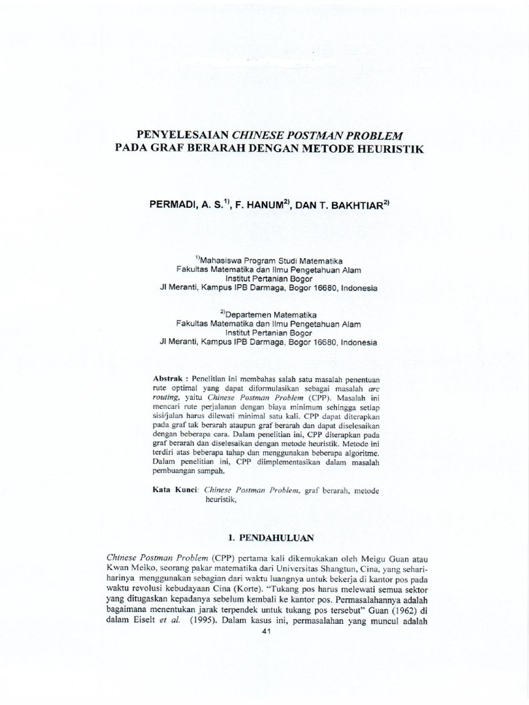 Artikel Chinese Postman Problem Pdf