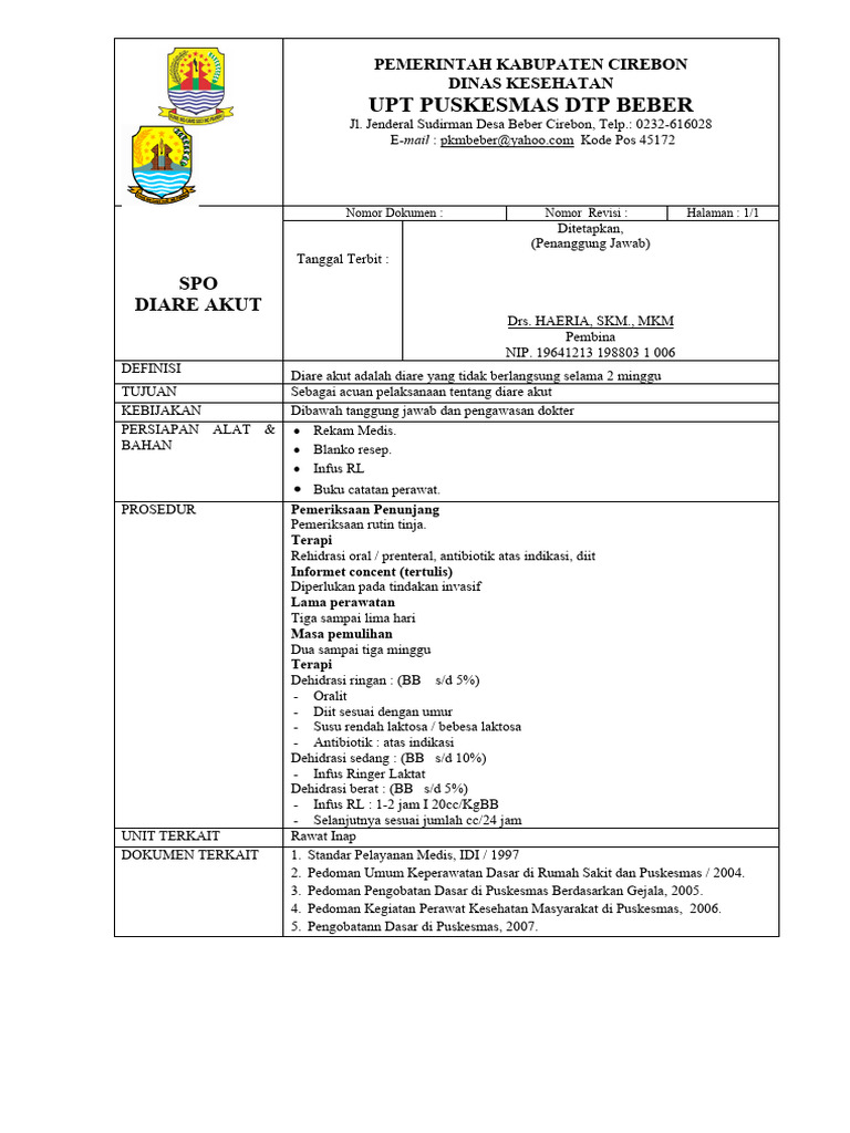 SOP Diare Akut | PDF | Sains & Matematika