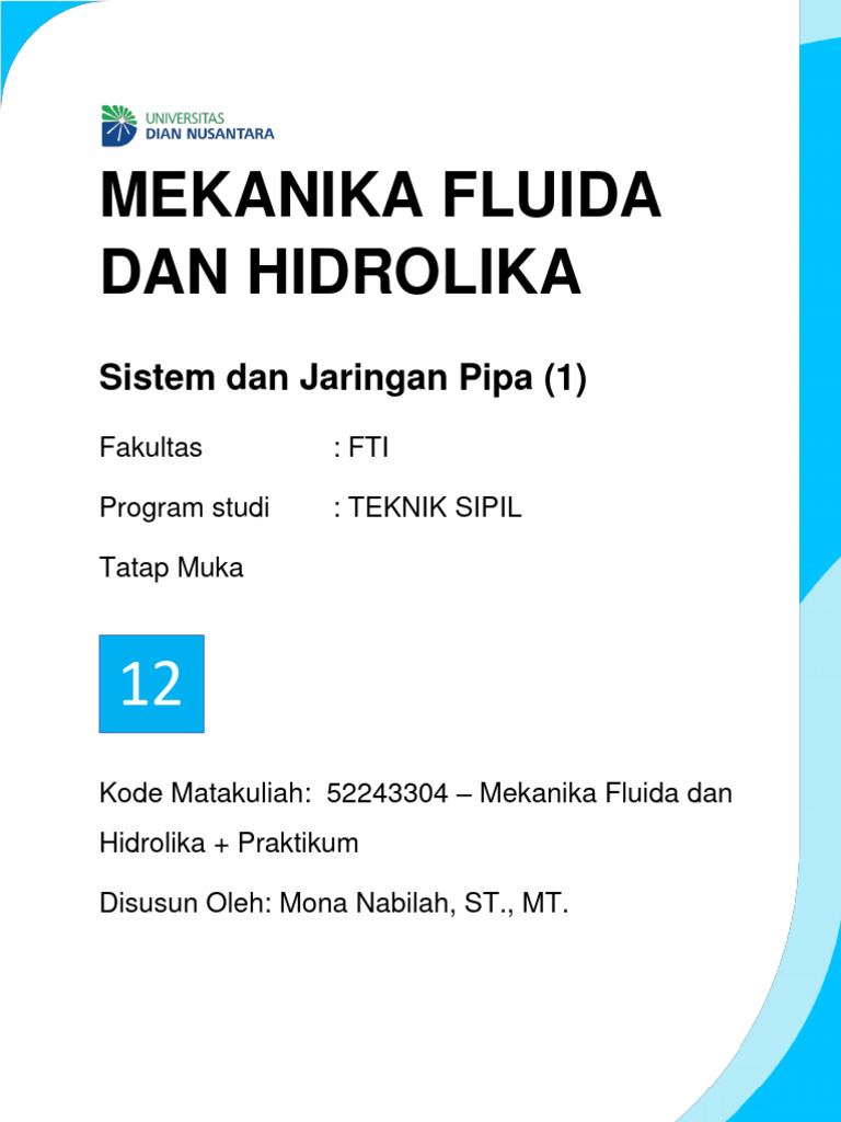 Modul Mekanika Fluida & Hidrolika Pertemuan 12 | PDF