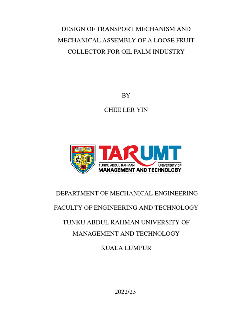 Design of Transport Mechanism and Mechanical Assembly of A Loose Fruit ...