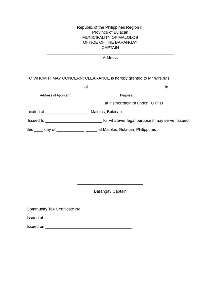Barangay-Permit Clearance | PDF