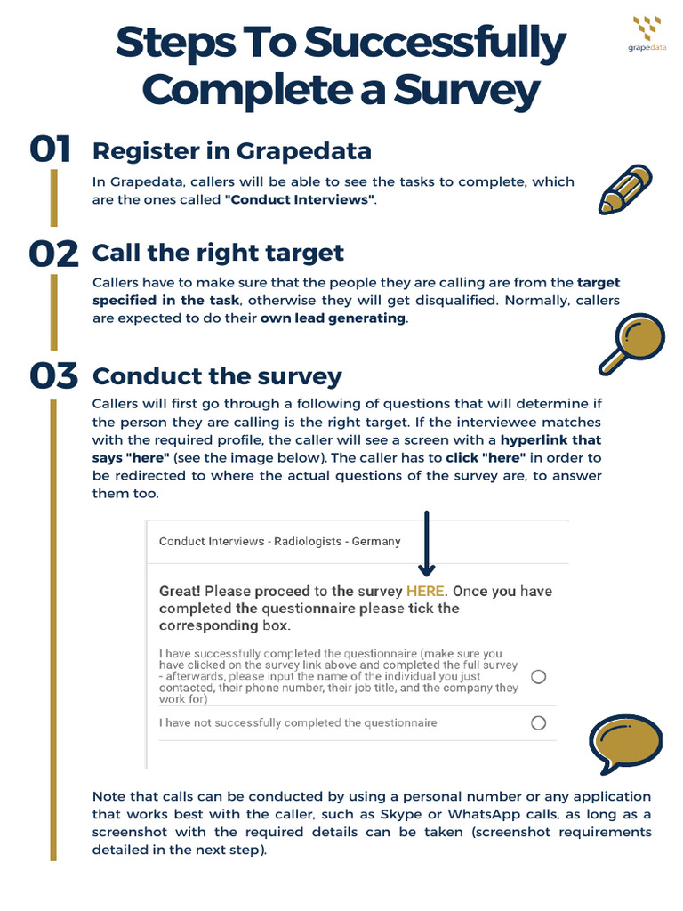 Steps To Successfully Complete A Survey - Grapedata Upwork | PDF