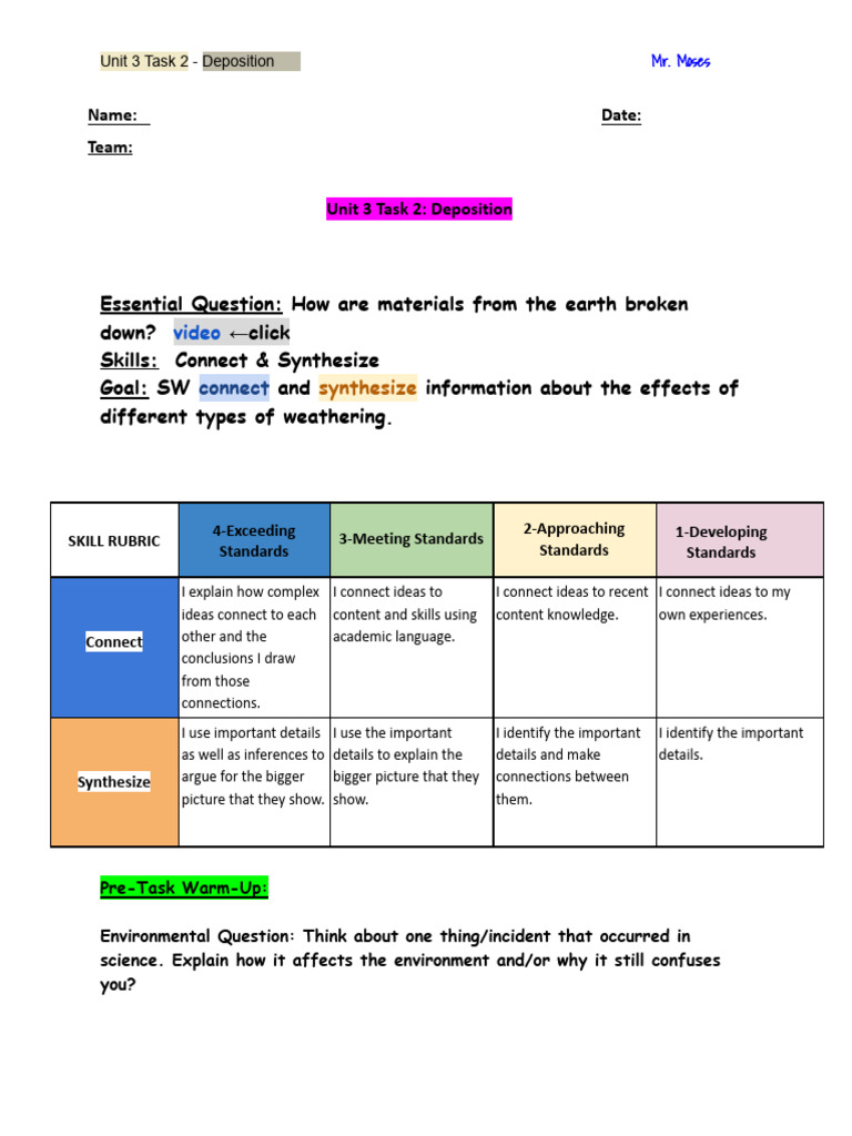 Unit 3 Task 2 - Deposition | PDF | Erosion | Sediment
