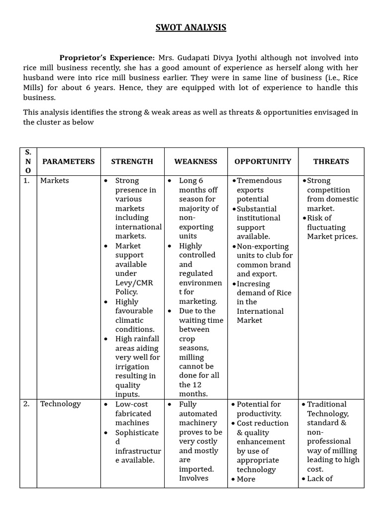 swot analysis example | PDF