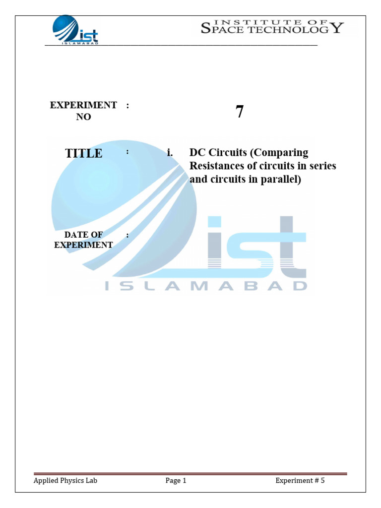 DC Circuits: Series vs. Parallel Resistance | PDF | Technology ...