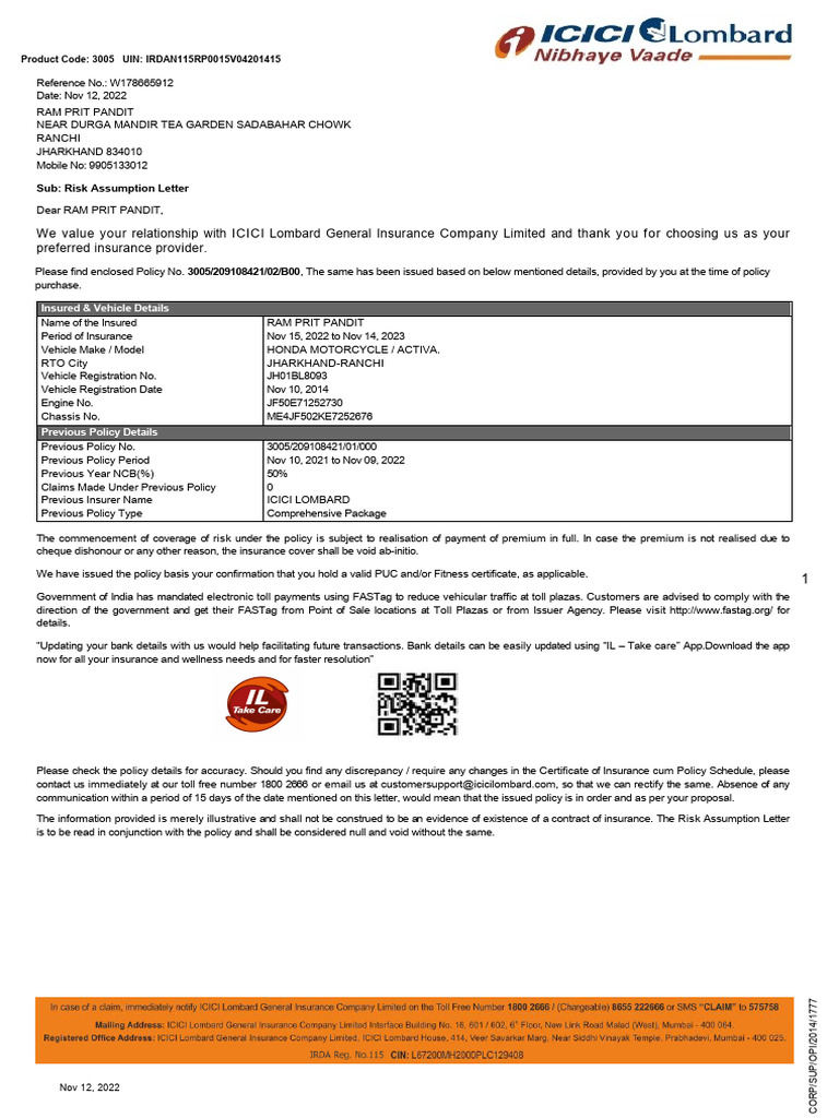 We Value Your Relationship With ICICI Lombard General Insurance Company ...