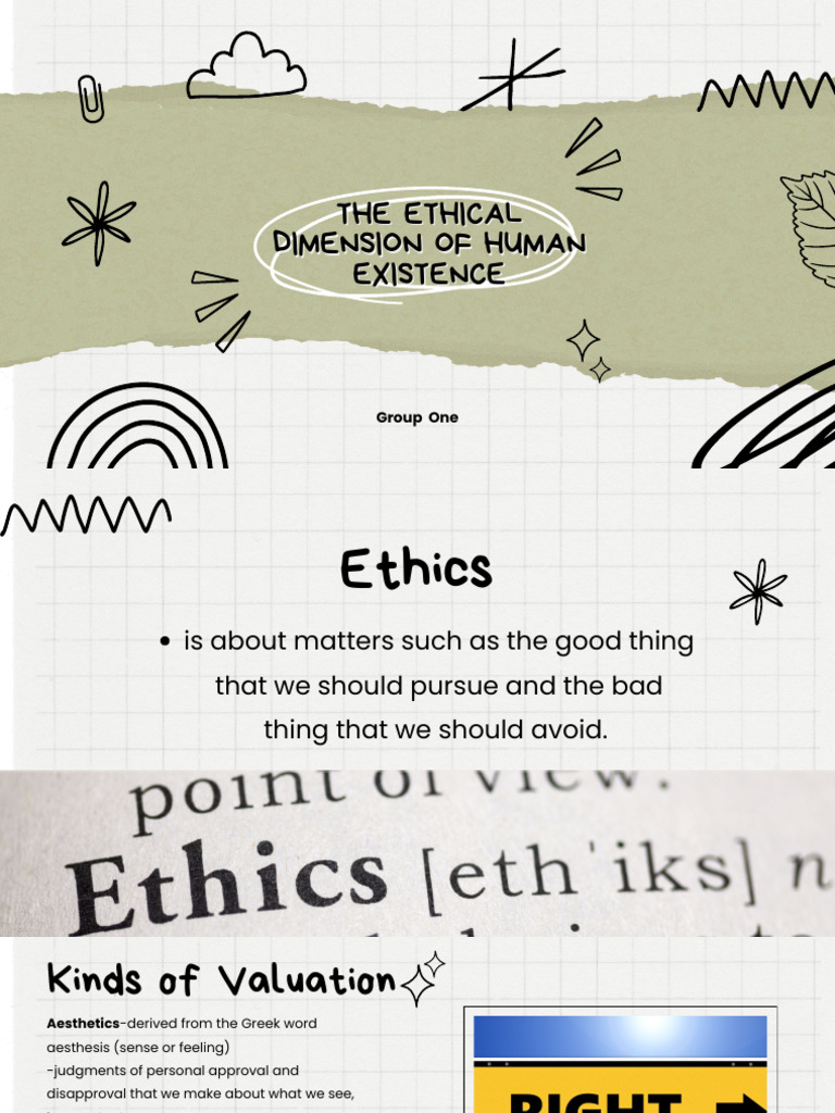 Group 1 the Ethical Dimension of Human Existence | PDF