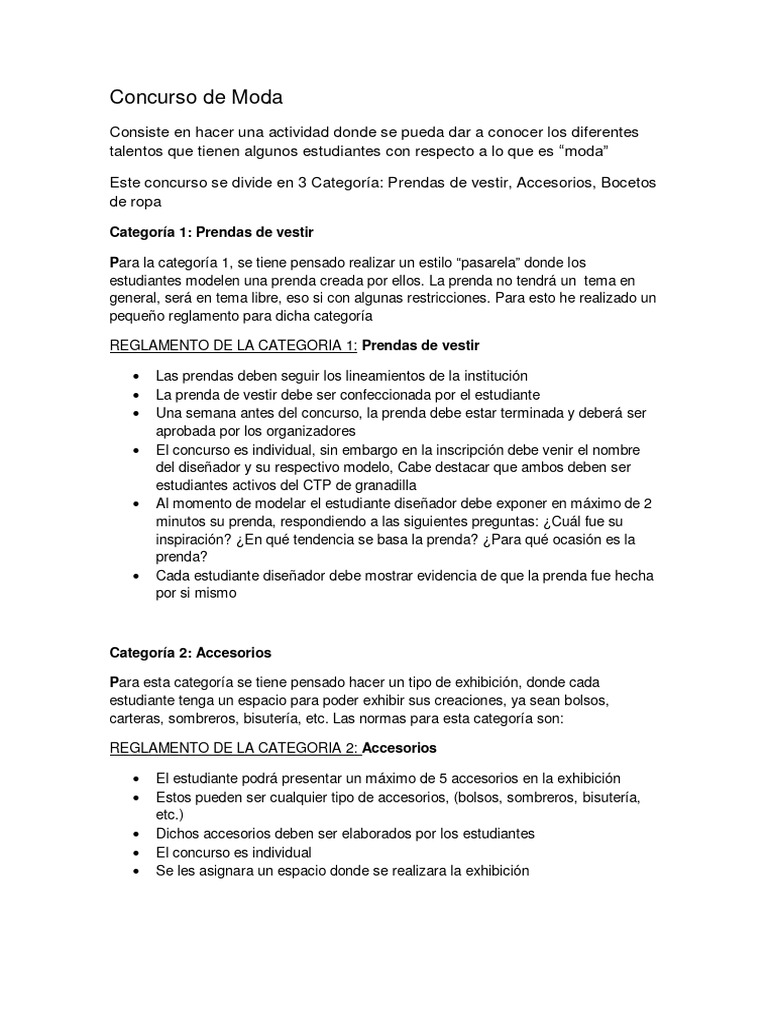 Concurso de Moda | PDF | Moda | Ropa