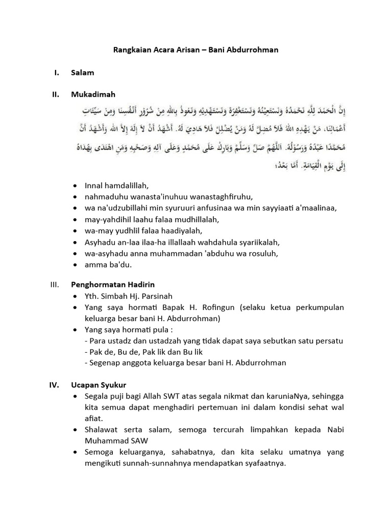 Rangkaian Acara Arisan - MC | PDF