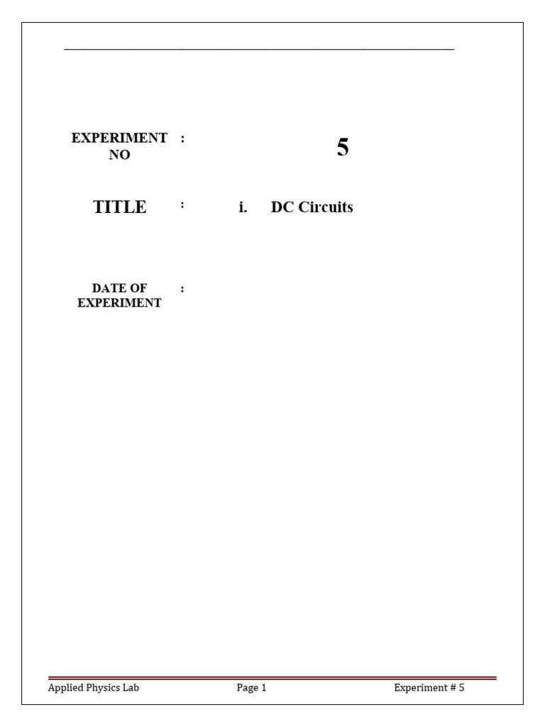 Applied Physics Lab 05 DC Circuits (OHMs Law) | PDF | Electrical ...