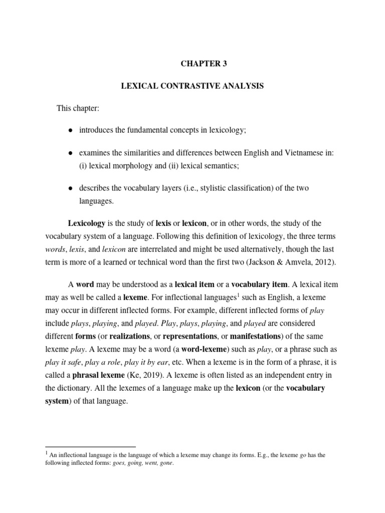 Lexical Contrastive Analysis: English & Vietnamese | PDF