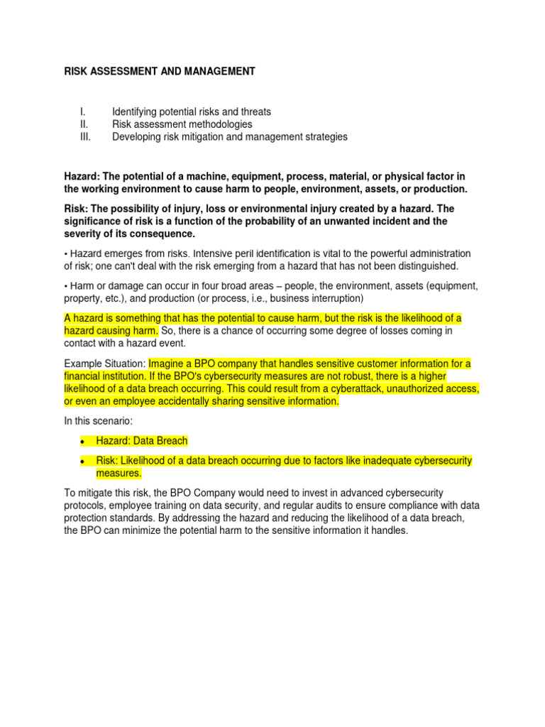 RISK ASSESSMENT AND MANAGEMENT - Report | PDF | Risk | Risk Assessment