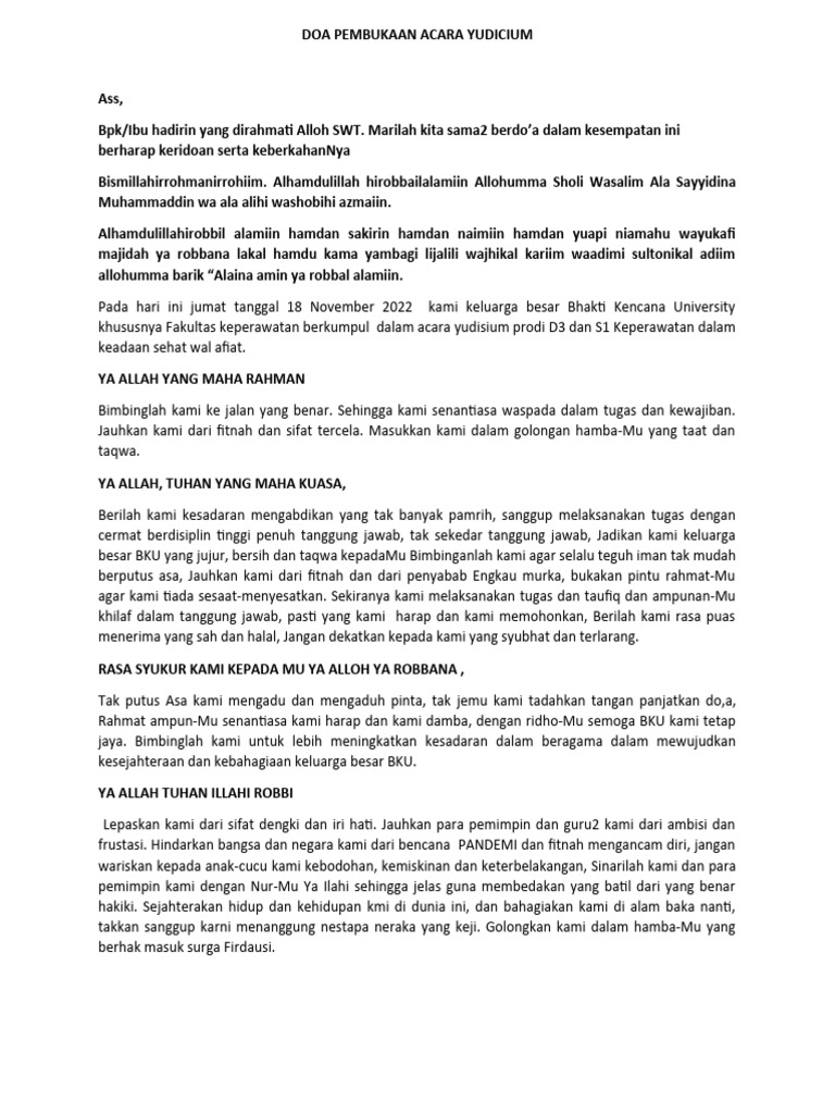 Doa Pembukaan Acara Yudisium | PDF | Agama & Spiritualitas
