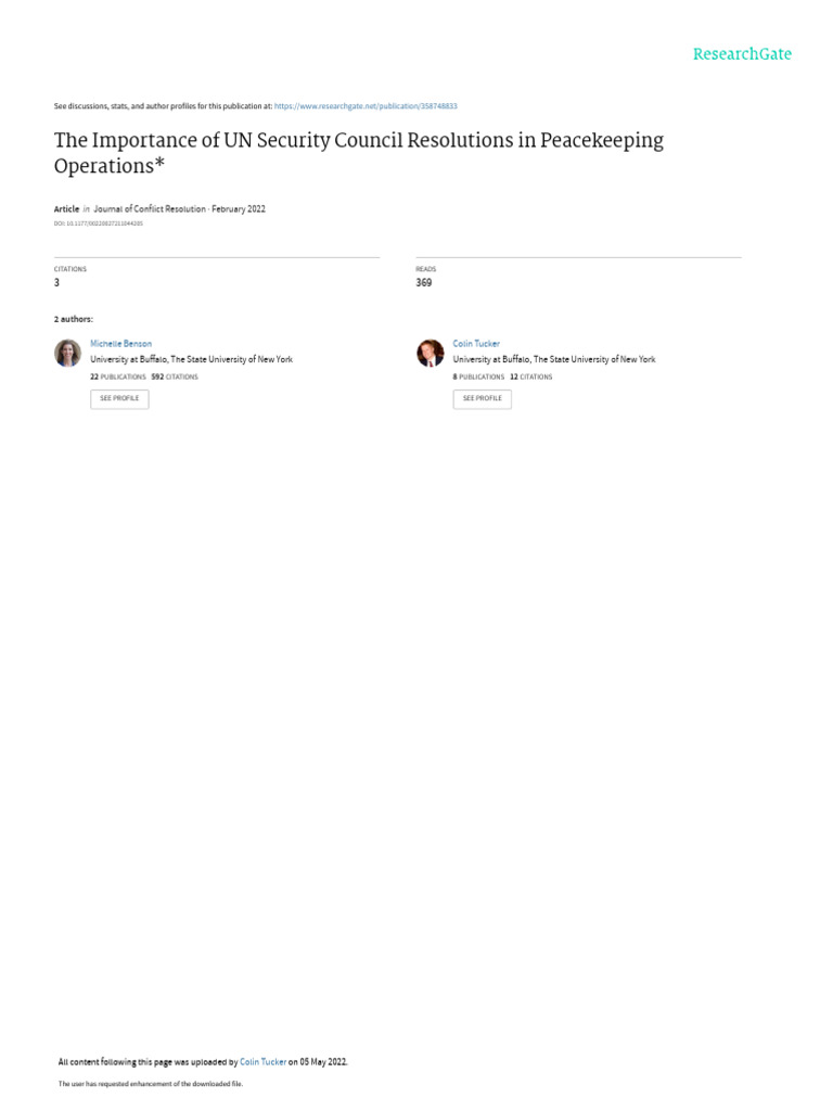 The Importance of Un Security Council Resolutions in Peacekeeping ...