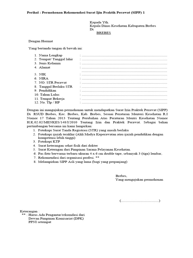 Surat Permohonan SIPP Dan Persyaratan | PDF