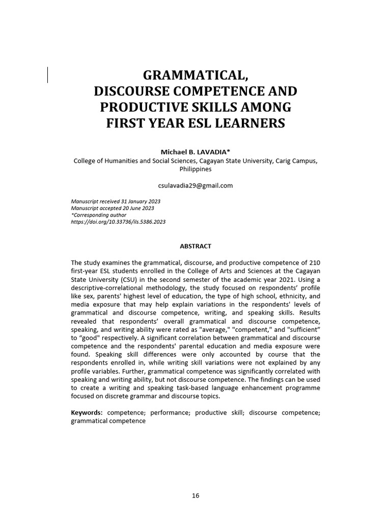 Grammatical | PDF | Statistical Significance | Second Language