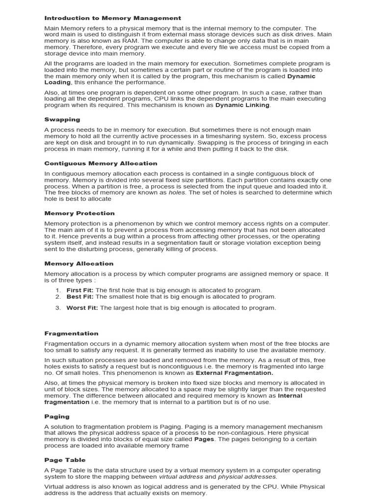Memory mgt | PDF | Computer Data Storage | Process (Computing)