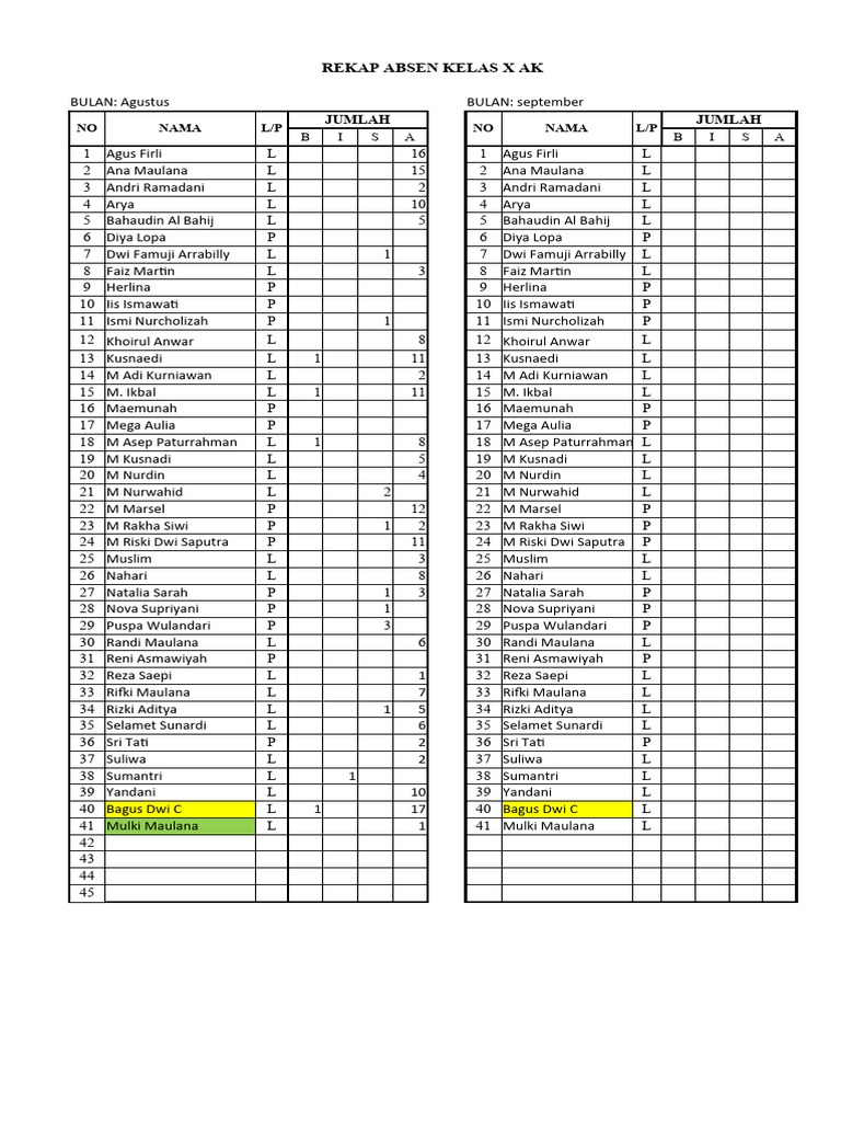 Rekap Absen 2023-2024 | PDF