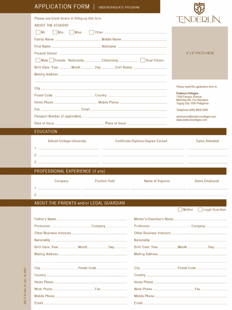 2021 Degree Application Form | PDF