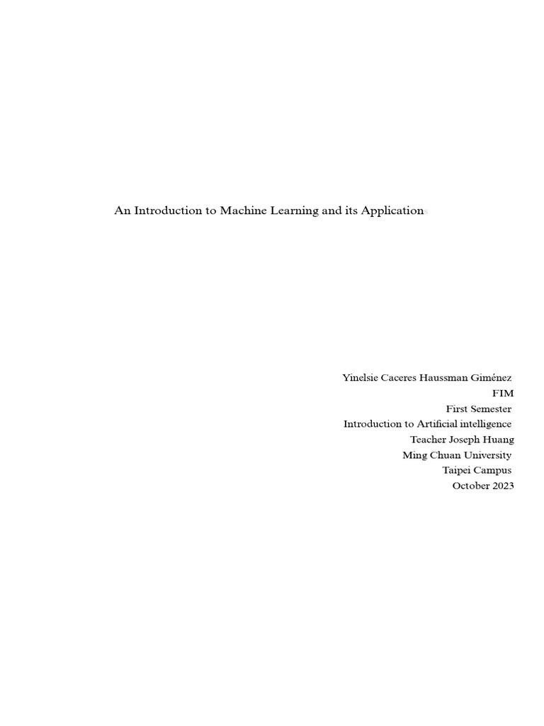 An Introduction To Machine Learning and Its Applications | PDF | Machine Learning | Support ...