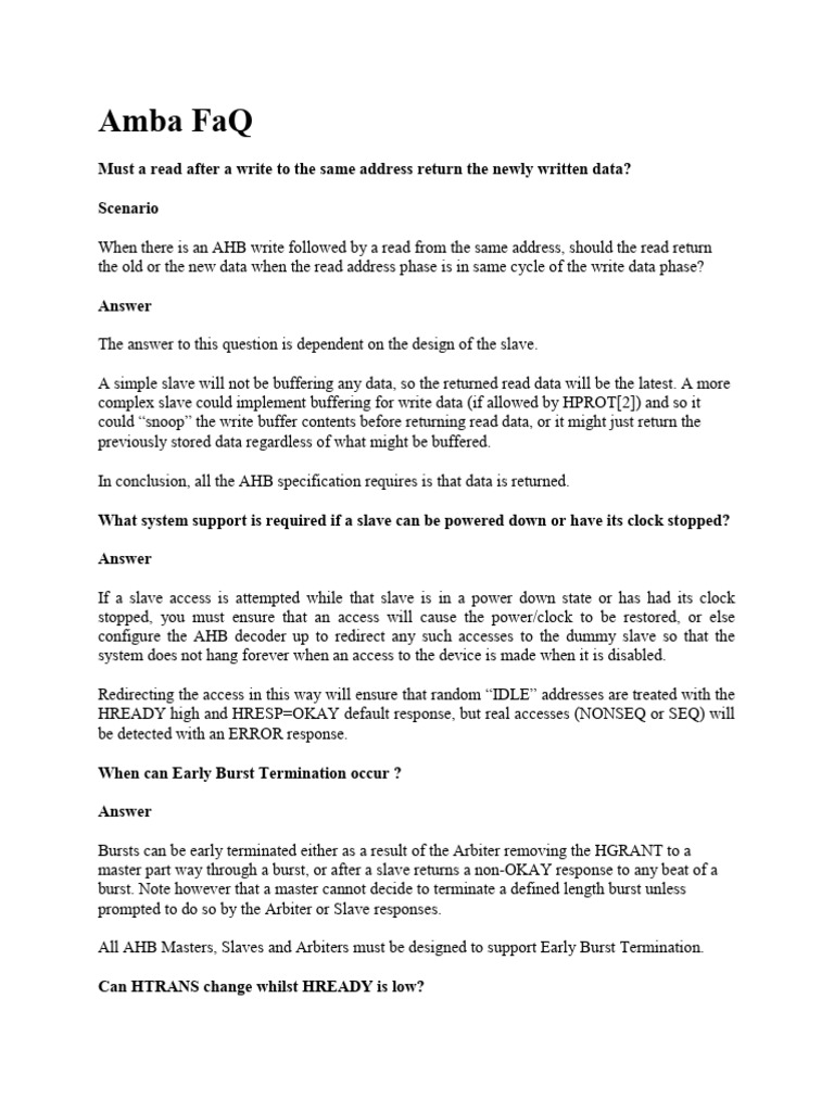 Ahb Faq | PDF | Input/Output | Computer Architecture Ahb Faq | PDF | Input/Output | Computer Architecture