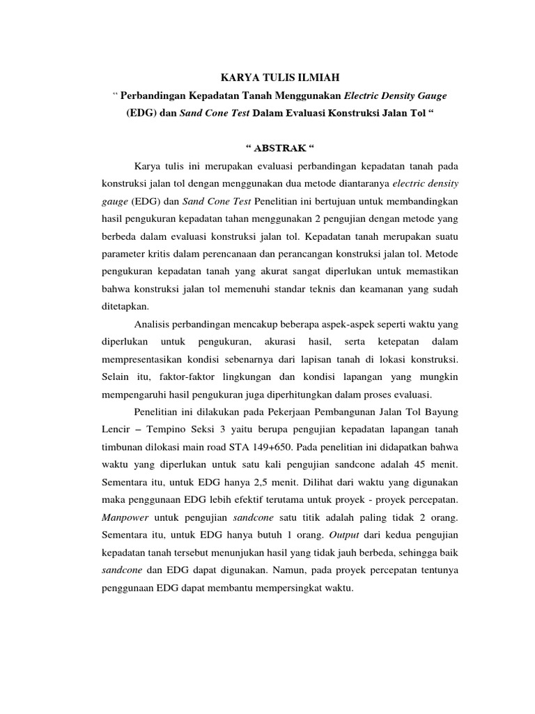 Perbandingan EDG dan Sand Cone untuk Kepadatan Tanah Jalan Tol | PDF | Sains & Matematika | Komputer