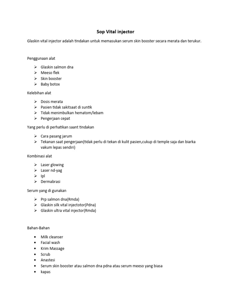 Sop Vital Injector | PDF