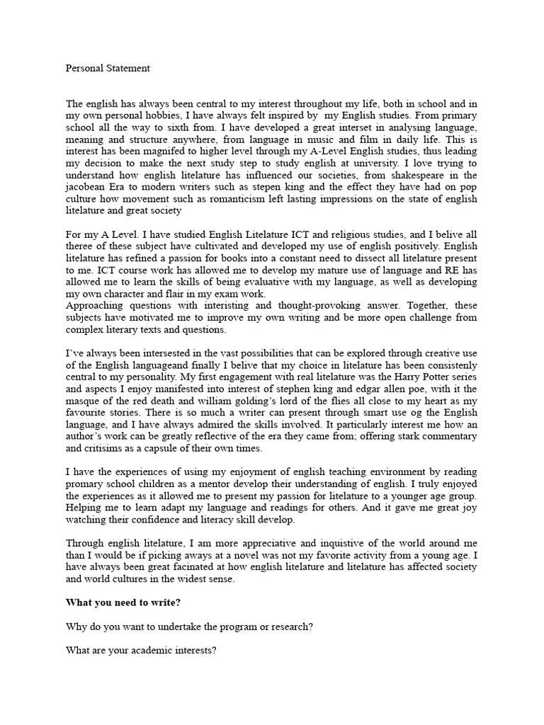 Personal Statment | PDF | Career & Growth