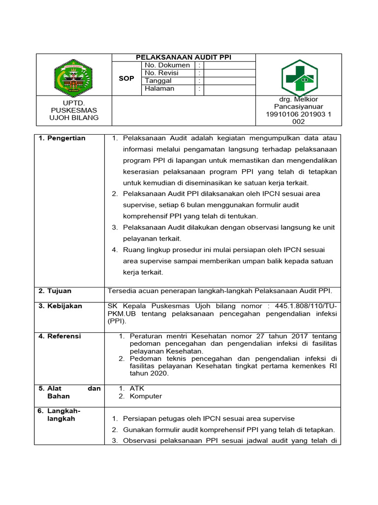 5.5.1 Ep.1 SOP Pelaksanaan PPI | PDF | Teknologi & Rekayasa
